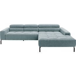 Ecksofa Home Affaire "Claya Move, L-Form, Kopf- & R&uuml;ckenverstellung, Breite 293 cm", sage, B:293cm H:75cm T:226cm, 100% Polyester, Sofas, Ecksofa, Moderne Steppung, weicher Polsteraufbau & saugroboterfreundliche H&ouml;he