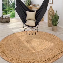 Teppich Paco Home "Viborg 596", beige (natur), H:13mm &Oslash;:120cm, Jute, Teppiche, Teppich, handgefertigter Natur-Teppich, Jute, Modern, Boho, Ethno