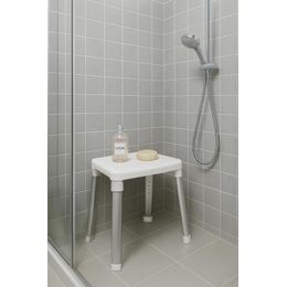 Dusch- und Badhocker Bischof "Splash", wei&szlig; (wei&szlig;, silberfarben), B:42cm H:52cm T:34cm, Duschhocker, rutschfester Stand, T&Uuml;V/GS gepr&uuml;ft