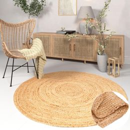 Teppich OTTO HOME "Bjarka", beige (natur), H:10mm &Oslash;:200cm, Jute, Teppiche, Teppich, meliert, 100% Jute, handgewebt, auch rechteckig erh&auml;ltlich