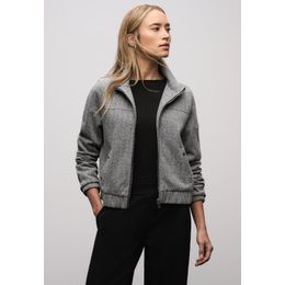 Blouson Street One, Damen, Gr. 42, schwarz, Web, Obermaterial: 61% Baumwolle, 37% Polyester, 2% Elasthan; Futter: 100% Polyester, meliert, regular fit normal, Rundhals, B&uuml;ndchen, Jacken Blouson, mit Elastiksaum