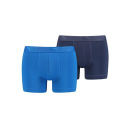 Boxershorts Puma "Puma MEN SPORT MICROFIBER BOXERS 2P", Damen, Gr. L, blau (blau, navy), Obermaterial: 88% Polyester, 12% Elasthan, bedruckt, unifarben, normal, Unterhosen, mit Logo-Bund