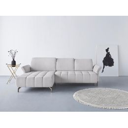 Ecksofa Home Affaire "Fresh L-Form", silber, B:281cm H:79cm T:185cm, 98% Polyester 2% Polyamid, Sofas, Ecksofa, Federkern, wahlweise Kopfteilverstellung und motorischer Vorziehsitz