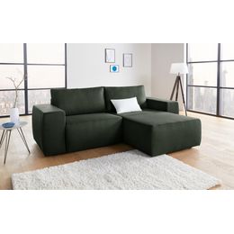 Ecksofa "LooksII kubisch, bequem, strapazierf&auml;hige Bez&uuml;ge, Breite 242cm, L-Form", gr&uuml;n, B:242cm H:87cm T:160cm, Feinstruktur weich (100% Polyester);Struktur fein (100% Polyester), LOOKS by Wolfgang Joop, Sofas, Ecksofa, geradlinig und komfortabel