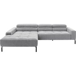Ecksofa Home Affaire "Claya Move, L-Form, Kopf- & R&uuml;ckenverstellung, Breite 293 cm", frost, grau, B:293cm H:75cm T:226cm, 100% Polyester, Sofas, Ecksofa, Moderne Steppung, weicher Polsteraufbau & saugroboterfreundliche H&ouml;he