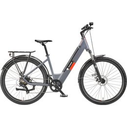E-Bike Telefunken "E-City SUV300" Gr. 46, schwarz (basaltgrau, schwarz), Elektrofahrr&auml;der, 45,7cm, 27,5 Zoll (69,85cm), Pedelec, Elektrofahrrad, Damen u. Herren, innerhalb StVZO, 27,5 Zoll