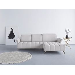 Ecksofa Home Affaire "Fresh L-Form", silber, B:281cm H:79cm T:185cm, 98% Polyester 2% Polyamid, Sofas, Ecksofa, Federkern, wahlweise Kopfteilverstellung und motorischer Vorziehsitz