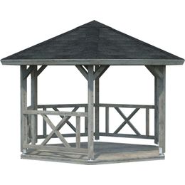 Holzpavillon Palmako "Betty", grau, B/H/T: 423cm x 313cm x 423cm, Pavillons, BxT: 423x423 cm, grau