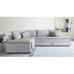 Ecksofa OTTO HOME "Night & Day L-Form mit Dauer-Schlaffunktion, Cord-Bezug", grau (hellgrau), B:321cm T:218cm, 100% Polyester, Sofas, Ecksofa, inklusive Bettfunktion und Bettkasten, Topseller