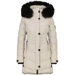 alife and kickin Winterjacke ALIFE & KICKIN "Damen AmaliaAK A", Damen, Gr. M, beige (pumice), 100% Polyester, tailliert Po-bedeckend, Rippb&uuml;ndchen, Jacken Winterjacke, Lange gef&uuml;tterte Damenwinterjacke mit abnehmbarer Kunstfellkapuze