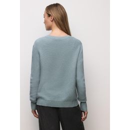 Rundhalspullover Street One, Damen, Gr. 40, nile blau meliert, Web, 37% Baumwolle, 34% Polyacryl, 26% Polyester, 3% Elasthan, meliert, regular fit normal, Rundhals, B&uuml;ndchen, Pullover Rundhalspullover, im soften Baumwoll-Mix