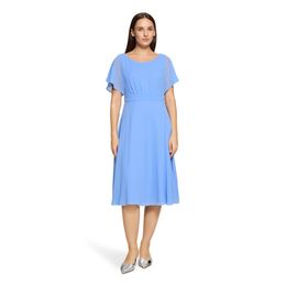 Cocktailkleid Vera Mont "Damen kurzarm", Damen, Gr. 38, Normalgr&ouml;&szlig;en, paris blau, Chiffon, Obermaterial: 100% Polyester; Futter: 100% Polyester, ausgestellt kurz, Rundhals, Kleider, Raffung