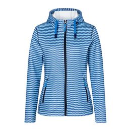 Kapuzensweatjacke DEPROC Active "MONICA MEADOWS Women", Damen, Gr. 44L, blau (indigo), 100% Polyester, tailliert, gerader Abschluss, Sweatjacken Yoga&PilatesBekleidung Sportbekleidung Zip-Hoodie Sweatjacke, in Strickoptik