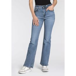 Levi's Schlagjeans LEVI'S "726 HR FLARE", Damen, Gr. 31, L&auml;nge 32, blau (blau wave mid), Web, Obermaterial: 85% Baumwolle, 7% Lyocell, 6% Elastomultiester, 2% Elasthan, bootcut fit lang, Jeans