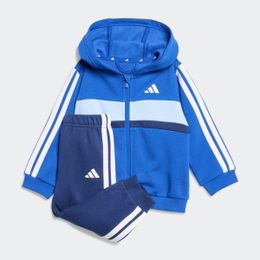 Trainingsanzug adidas Sportswear "I 3S TIB FL SET", M&auml;dchen, Gr. 68, wei&szlig; (royal blau, glow blau, dunkelblau, wei&szlig;), Obermaterial: 70% Baumwolle, 30% Polyester, Sportanz&uuml;ge Trainingsanzug, f&uuml;r Babys und Kleinkinder, zweiteiliges Set