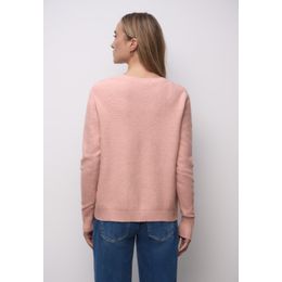 Rundhalspullover Street One, Damen, Gr. 42, faded rose meliert, Web, 37% Baumwolle, 34% Polyacryl, 26% Polyester, 3% Elasthan, meliert, regular fit normal, Rundhals, B&uuml;ndchen, Pullover Rundhalspullover, im soften Baumwoll-Mix