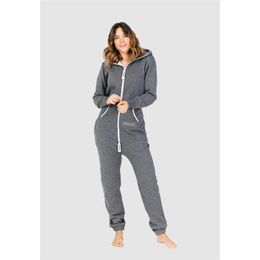 Jumpsuit MONIZ, Damen, Gr. S, EURO-Gr&ouml;&szlig;en, grau (dunkelgrau), 80% Baumwolle, 20% Polyester, lang, Overalls Jumpsuit, mit kuscheligem Komfort