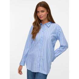 V&eacute;ro Moda Hemdbluse VERO MODA "VMELINA LS SHIRT WVN NOOS", Damen, Gr. L, hydrangea stripes:ella snow wei&szlig;, schwarz, Web, Obermaterial: 100% Baumwolle, gestreift, bequem Po-bedeckend, 2-Knopf-Manschette mit Schlitz, Blusen Hemdbluse, Baumwolle