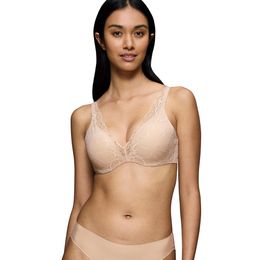 B&uuml;gel-BH Triumph "Body Make-Up Illusion Lace", Damen, Gr. 70, Cup D, beige, Microtouch, Obermaterial: 51% Polyamid, 35% Polyester, 14% Elasthan, leicht gl&auml;nzend, unifarben, BHs B&uuml;gel-BH, Komfort-B&uuml;gel, wattiert, Spitze, weiche Microfaser, tiefes Dekollet&eacute;