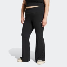 Leggings adidas originals "ESS FL LEGGINGS", Damen, Gr. 4X, N-Gr, schwarz, Obermaterial: 46% Baumwolle, 45% Viskose, 9% Elasthan, Hosen Leggings, aus geripptem Material und mit ausgestelltem Bein
