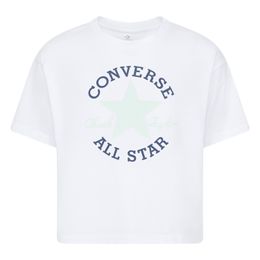T-Shirt Converse "CNVG S/S DISSECTED CTP T-SHIRT", M&auml;dchen, Gr. 134/140 (M), wei&szlig; (wei&szlig;, slacker blau), Obermaterial: 60% Baumwolle, 40% Polyester, Rundhals, Shirts T-Shirt, f&uuml;r Kinder und Jugendliche, sportlicher Stil, Rundhalsausschnitt