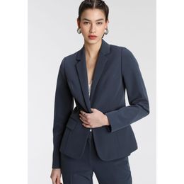 Kurzblazer Tamaris, Damen, Gr. 38, blau (marine), Web, Obermaterial: 93% Polyester, 7% Elasthan. Futter: 100% Polyester, unifarben, figurbetont h&uuml;ftlang, Blazer Kurzblazer, in Trendfarben
