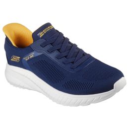 Slip-On Sneaker Skechers "BOBS SQUAD CHAOS-SOLID STEP", Herren, Gr. 45, blau (navy), Textil, Schuhe, Schlupfschuh, Slipper, Sneaker zum Schlupfen