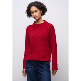 Strickpullover Street One, Damen, Gr. 44, racing rot, Stoff, 87% Polyester, 13% Baumwolle, unifarben, regular fit normal, Rundhals, B&uuml;ndchen, Pullover Strickpullover, aus softem Materialmix