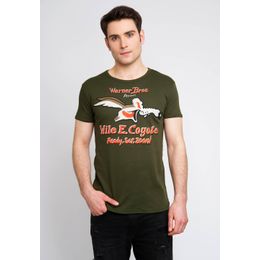 T-Shirt logoshirt "Coyote", Damen, Gr. L, gr&uuml;n (bunt), 100% Baumwolle, bedruckt, normal, Rundhals, Shirts T-Shirt, mit gro&szlig;em Looney Tunes-Druck