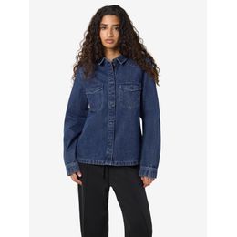 Jeansbluse Noisy may "NMNEW SIGNE L/S DENIM SHIRT VI002MB NOOS", Damen, Gr. L, blau (medium blau denim), Denim/Jeans, Obermaterial: 100% Baumwolle, unifarben, h&uuml;ftbedeckend, Blusen Jeansbluse