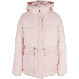 Winterjacke Urban Classics "Urban Classics Damen Ladies Waisted Puffer Jacket", Damen, Gr. L, pink, 100% Polyamid, unifarben, oversize, ohne Ausschnitt, Jacken Winterjacke