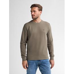 Sweatshirt PETROL INDUSTRIES, Herren, Gr. XL, mossy stone, Sweatware, Obermaterial: 95% Baumwolle, 5% Elasthan, regular fit taillenbedeckt, Rundhals, Rippb&uuml;ndchen, Sweatshirts Sweatshirt, mit Logo Stickerei