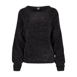 Rundhalspullover Urban Classics "Urban Classics Damen Ladies Oversize Chenille Sweater", Damen, Gr. XS, schwarz, 100% Polyester, unifarben, oversize, Rundhals, Pullover Rundhalspullover