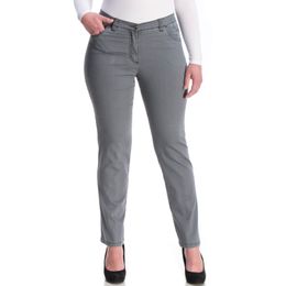 Stretch-Hose KjBRAND "Betty", Damen, Gr. 46 (23), K-Gr, grau (grau, kurzgr&ouml;&szlig;en), Denim/Jeans, Obermaterial: 78% Baumwolle, 18% Polyester, 4% Elasthan, gerade lang, Hosen, super Stretch