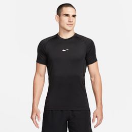 Trainingsshirt Nike "PRO DRI-FIT MENS SLIM SHORT-SLEEVE", Damen, Gr. L, schwarz-wei&szlig; (schwarz, wei&szlig;), Obermaterial: 90% Polyester, 10% Elasthan, Shirts, schlanke Passform, f&uuml;r Fitness und sportliche Aktivit&auml;ten, Kurzarm