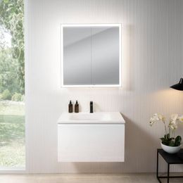 rivea Dia Unterschrank B: 81 cm mit 1 Auszug, Waschtisch mit 1 Hahnloch wei&szlig; matt, mit n60 Spiegelschrank f&uuml;r die Schweiz,,
