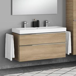 Geberit iCon Doppelwaschtisch, evineo ineo4 Unterschrank B: 120 cm, 2 Ausz&uuml;ge, mit Griff,, 124020000+BE0222OA,