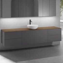neoro n50 M&ouml;belanlage B: 220 cm mit 5 Ausz&uuml;gen, Waschtisch &Oslash; 40 cm wei&szlig; matt,, BN0064WM+2#BN0421GR+BN0433GR+BN0415WL,