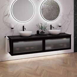 neoro n80 albus Unterschrank B: 200 cm mit 2 Ausz&uuml;gen, mit profilierter Glasfront, 2 Waschtische &Oslash; 40 cm,, 2#BN0064WM+2#BN0433PG+2#BN0403C2,