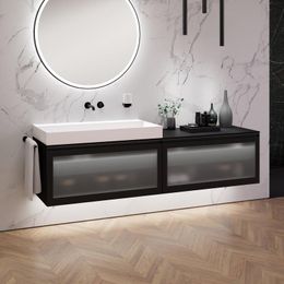 neoro n80 albus Unterschrank B: 200 cm mit 2 Ausz&uuml;gen, mit profilierter Glasfront, Waschtisch B: 100,5 cm, BN0149WM+2#BN0433PG+BN0406BM,