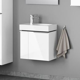 Geberit iCon Handwaschbecken, evineo ineo4 Unterschrank B: 53 cm, 2 T&uuml;ren rechts, mit Griff,, 124153000+BE0218WH,
