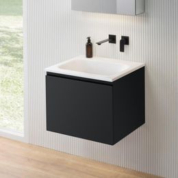 rivea Dia Unterschrank B: 61 cm mit 1 Auszug, Waschtisch ohne Hahnloch wei&szlig; matt,, BR0036BM+BR0053WM,