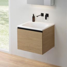 rivea Dia Unterschrank B: 61 cm mit 1 Auszug, Waschtisch ohne Hahnloch wei&szlig; matt,, BR0036SO+BR0053WM,
