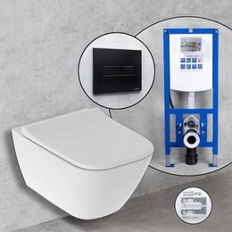 Geberit Smyle Square Compact Komplett-SET Wand-WC mit neeos Vorwandelement,, 500379018+16601BM#SET,