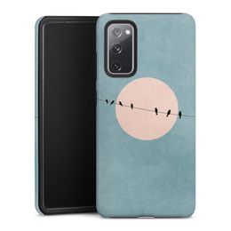 DeinDesign Galaxy S20 FE Handy Panzer Handyh&uuml;lle robuste Outdoor H&uuml;lle Schutzh&uuml;lle matt Turquoise Bird Moon Tough Case