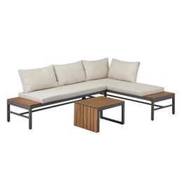 Lounge-Set 'Claudi' beige/braun 3-teilig