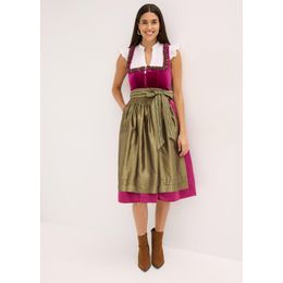 bonprix Dirndl mit Samt in Midil&auml;nge (2-tlg.Set), lila, Gr.40, Traditionelles Dirndl mit hochwertigen Samtmieder und changierender Sch&uuml;rze. Der Rock ist mit einem angenehmen Baumwollfutter ausgestattet., aus Samt