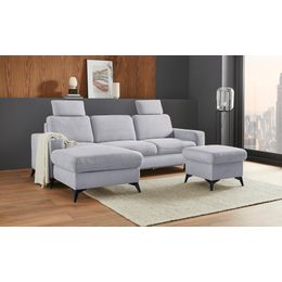 Ecksofa Home Affaire, B:250cm H:88cm T:162cm, silber, Struktur impr&auml;gniert - feucht abwischbar (100% Polyester);Struktur Flausch (90% Polyester, 10%