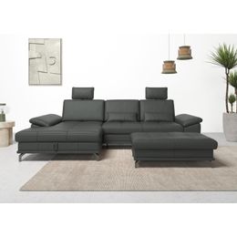 Ecksofa OTTO HOME, B:301cm H:89cm T:176cm, grau, Luxus-Microfaser (90% Polyester, 10% Polyamid);Samtoptik (100% Polyester), Wohnzimmer, Sofas,