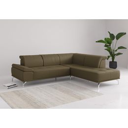 Ecksofa Home Affaire, B:274cm H:81cm T:235cm, gr&uuml;n, Wohnzimmer, Sofas, "Caluna", Inkl.Sitztiefenverstellung, wahlweise mit Kopf- und